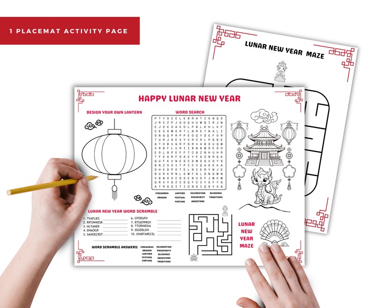 Chinese New Year Activity Pages for Kids; Printable Lunar New Year ...