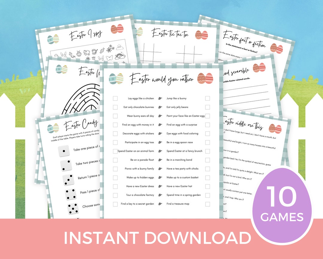 Spring & Easter Printable Trivia, Maze, Dice Game for Families - Etsy