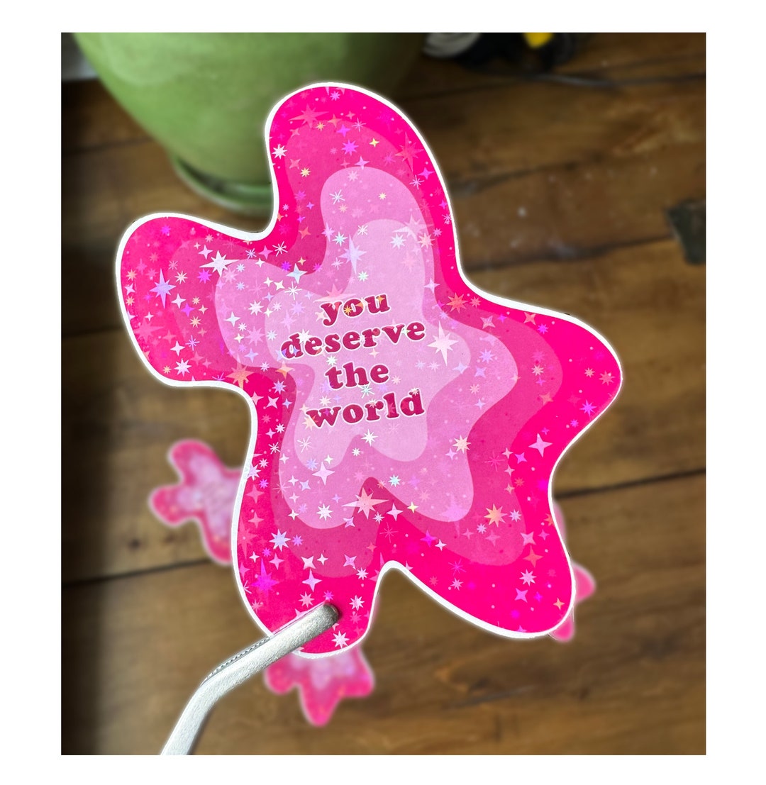 Cute Star Sticker ~ Retro Motivational Sticker, You Deserve the World ...