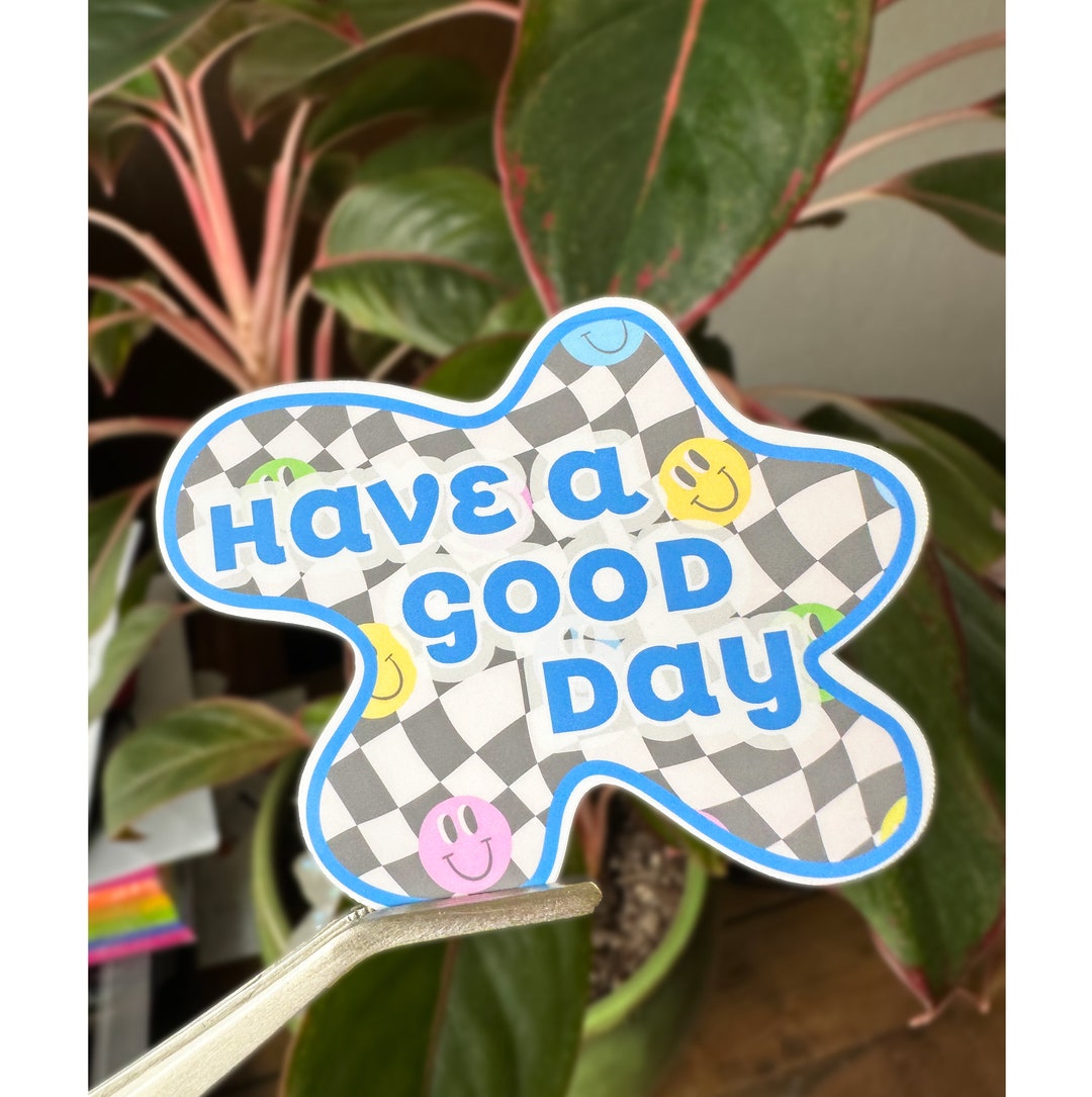 Retro Blue Sticker - Smiley Face Sticker - Checkered Decal - Have a ...