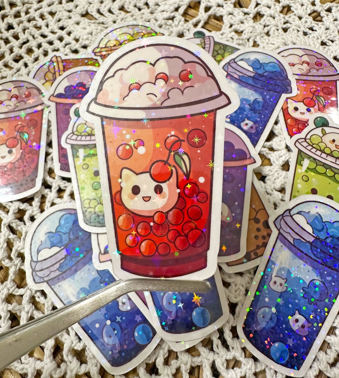 Boba Tea Sticker Set - Transparent Clear Sticker Pack - Cute Handmade ...