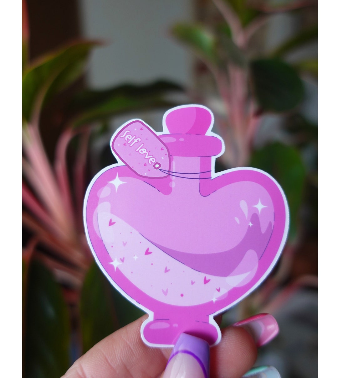 Cute Pink Love Sticker, Witch Potion Sticker, Positive Affirmation ...