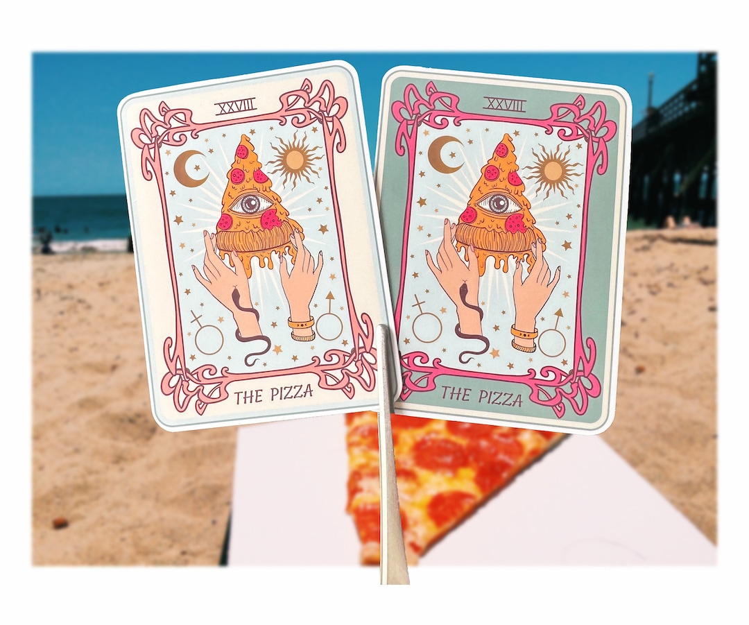 Tarot Card Sticker - the Pizza. Cute, Trendy Witchy Y2k Handmade ...