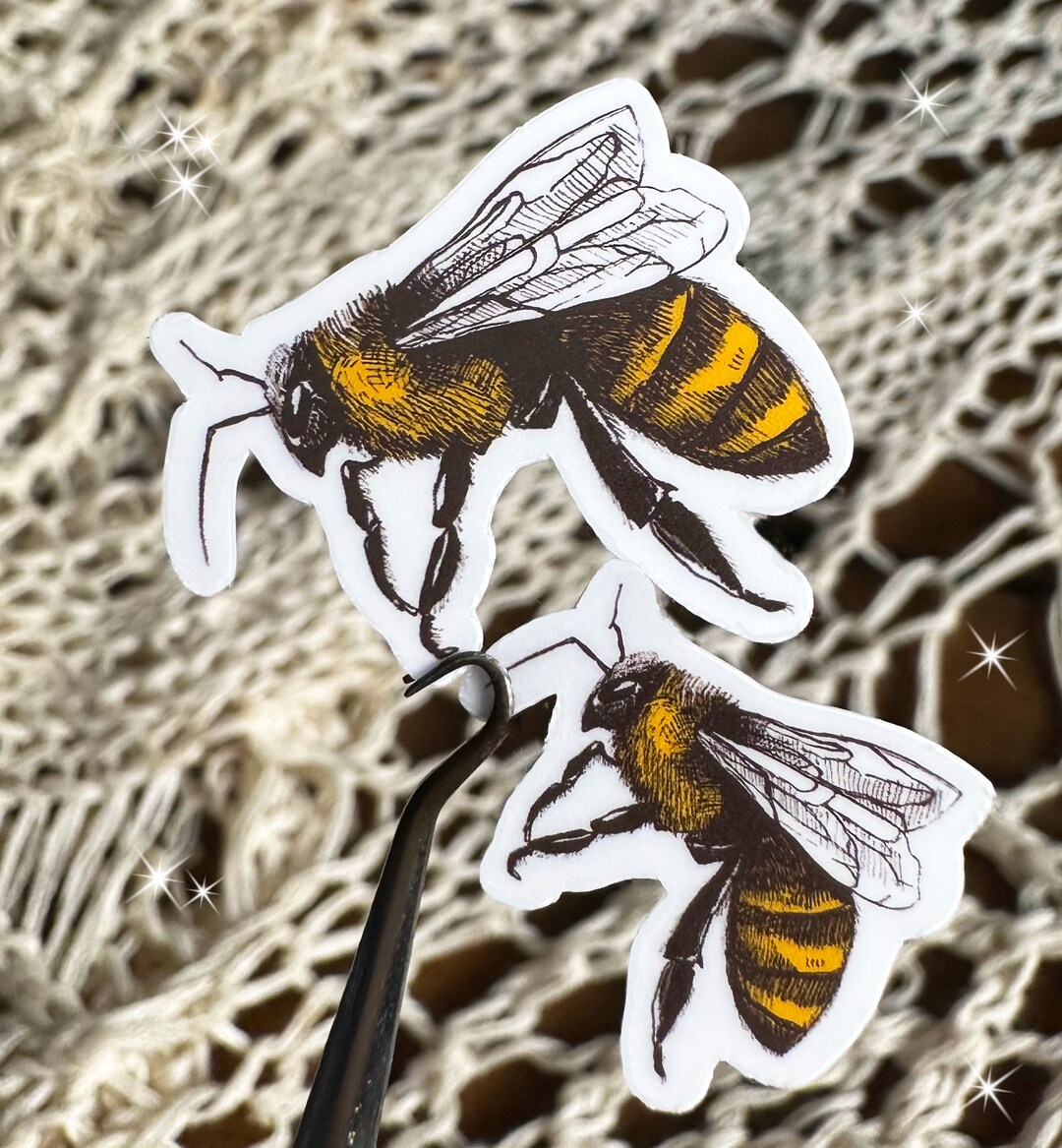 Cute Mini Bee Sticker Pack - Handmade Vinyl Sticker Set - Bumblebee ...