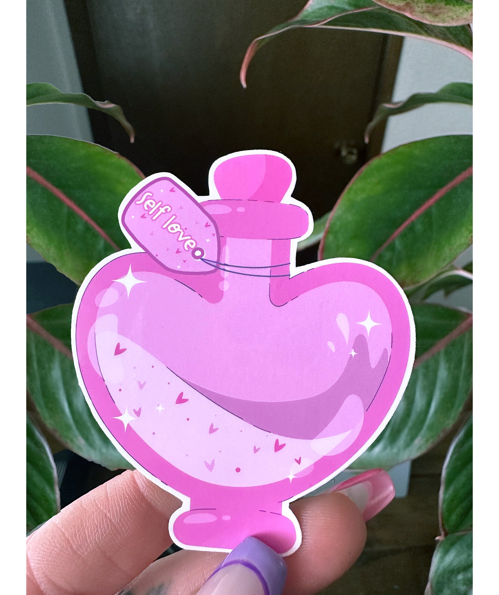 Cute Pink Love Sticker, Witch Potion Sticker, Positive Affirmation ...