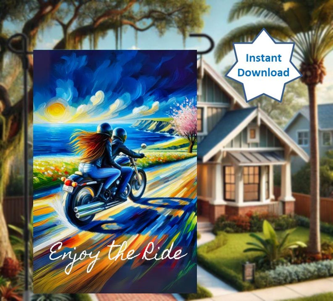 Motorcycle Spring Garden Flag PNG for Sublimation Biker Yard Flag Biker ...