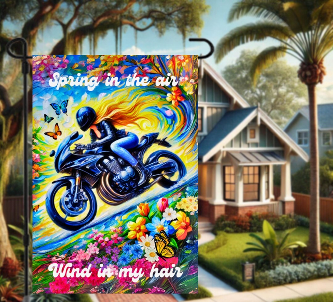 Motorcycle Garden Flag PNG for Sublimation Personalized Biker Yard Flag ...