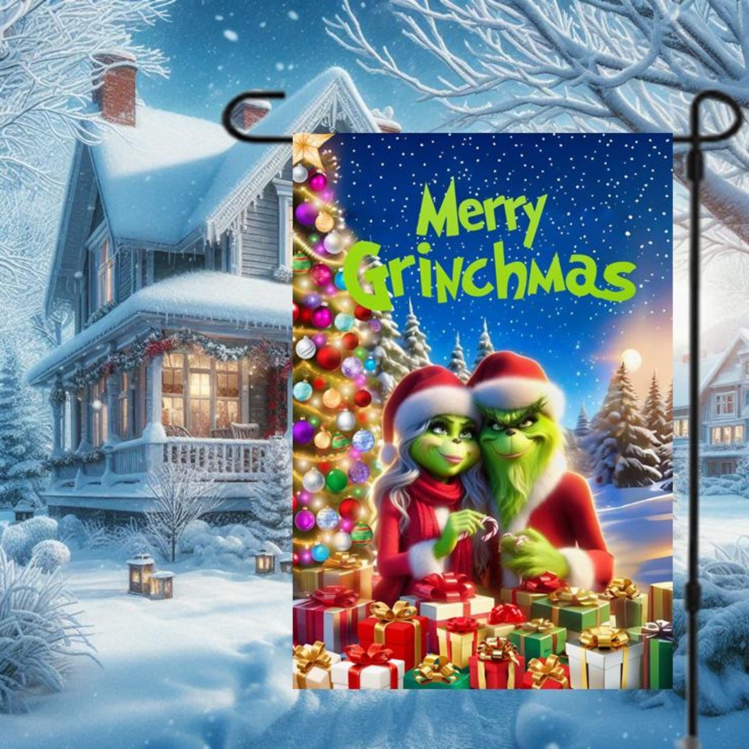 Grinch Christmas Garden Flag, Grinch Christmas Flag Template, Grinch ...
