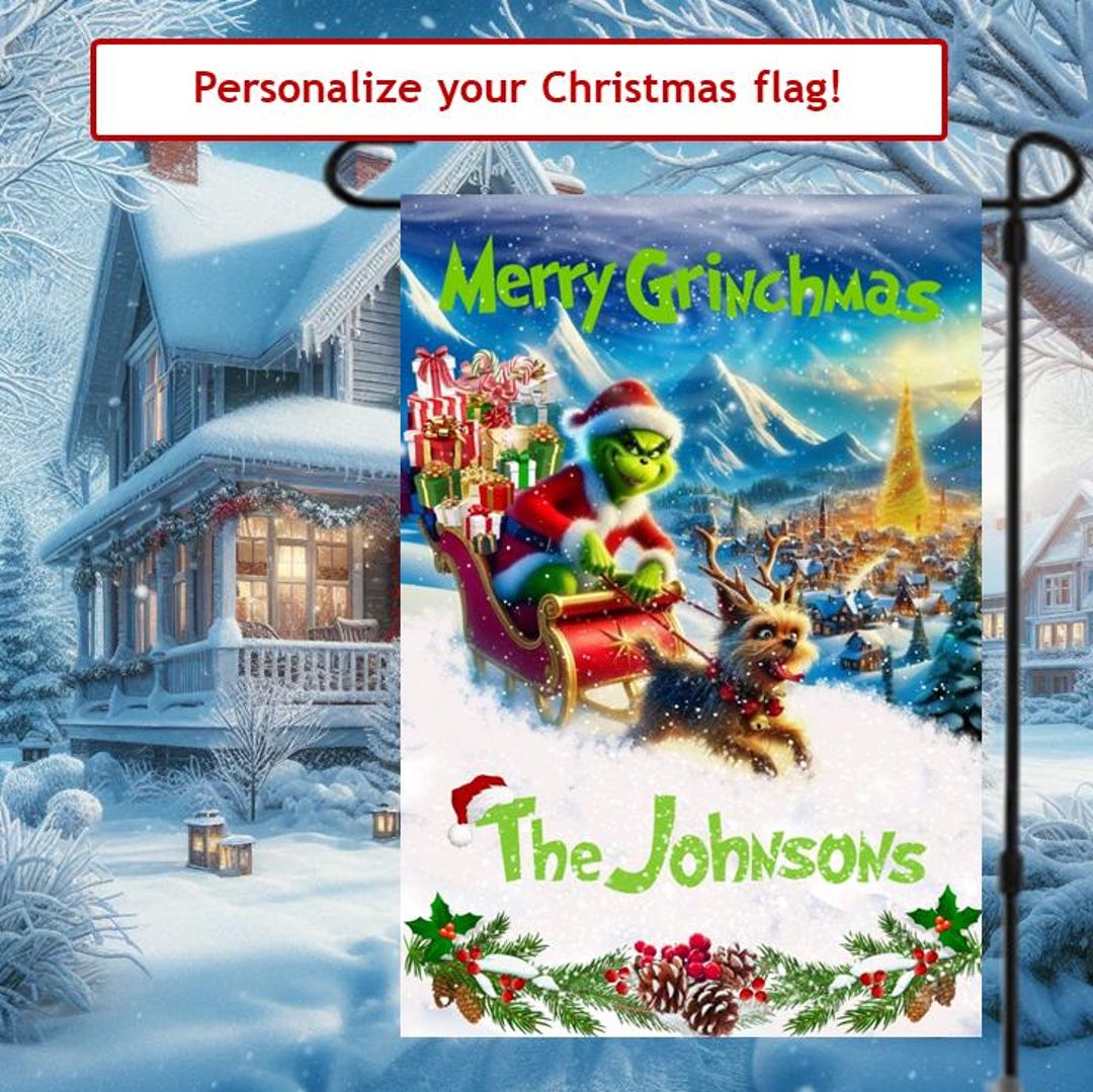 Grinch Christmas Garden Flag Grinch Christmas Flag Template Grinch ...