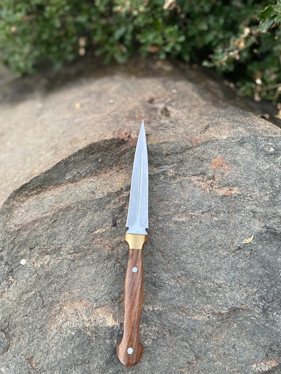 Dagger Knife With Case Mini Hidden Blade Walnut Handle Fairbairn Syke ...