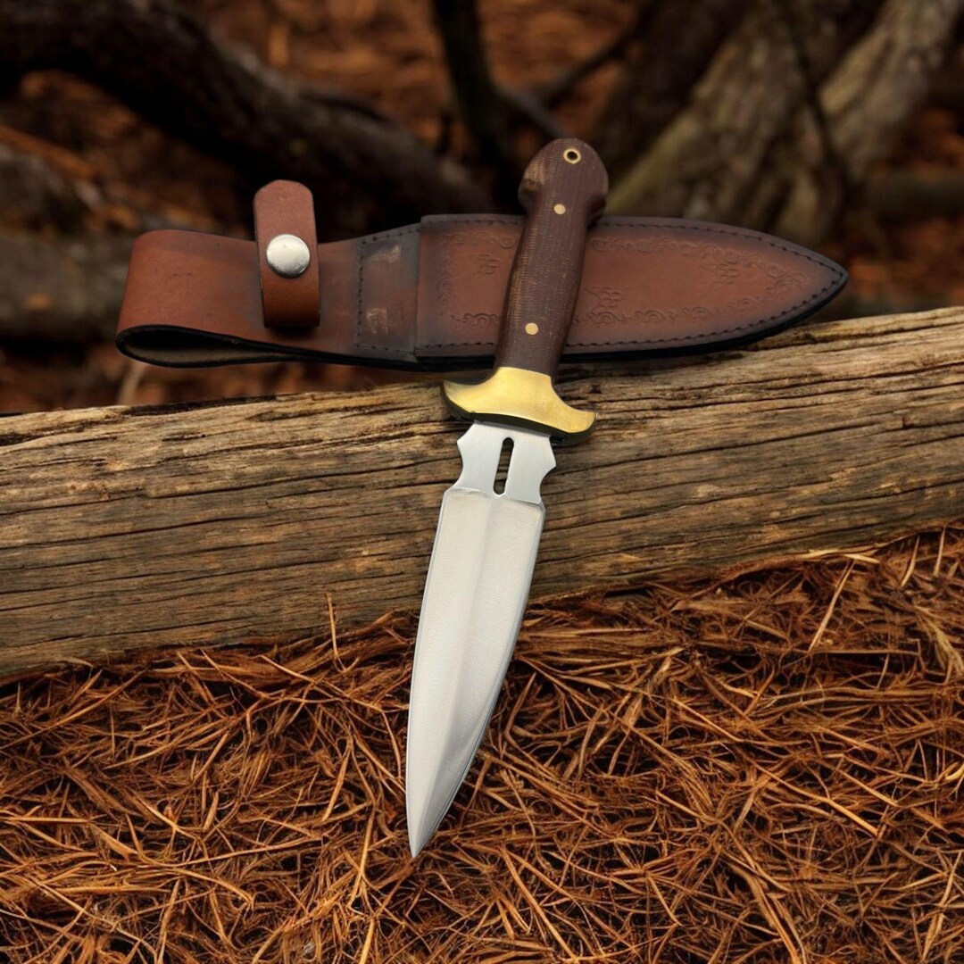 Rustic Athame Dagger With Leather Sheath, Ceremonial Double Edge Knife ...