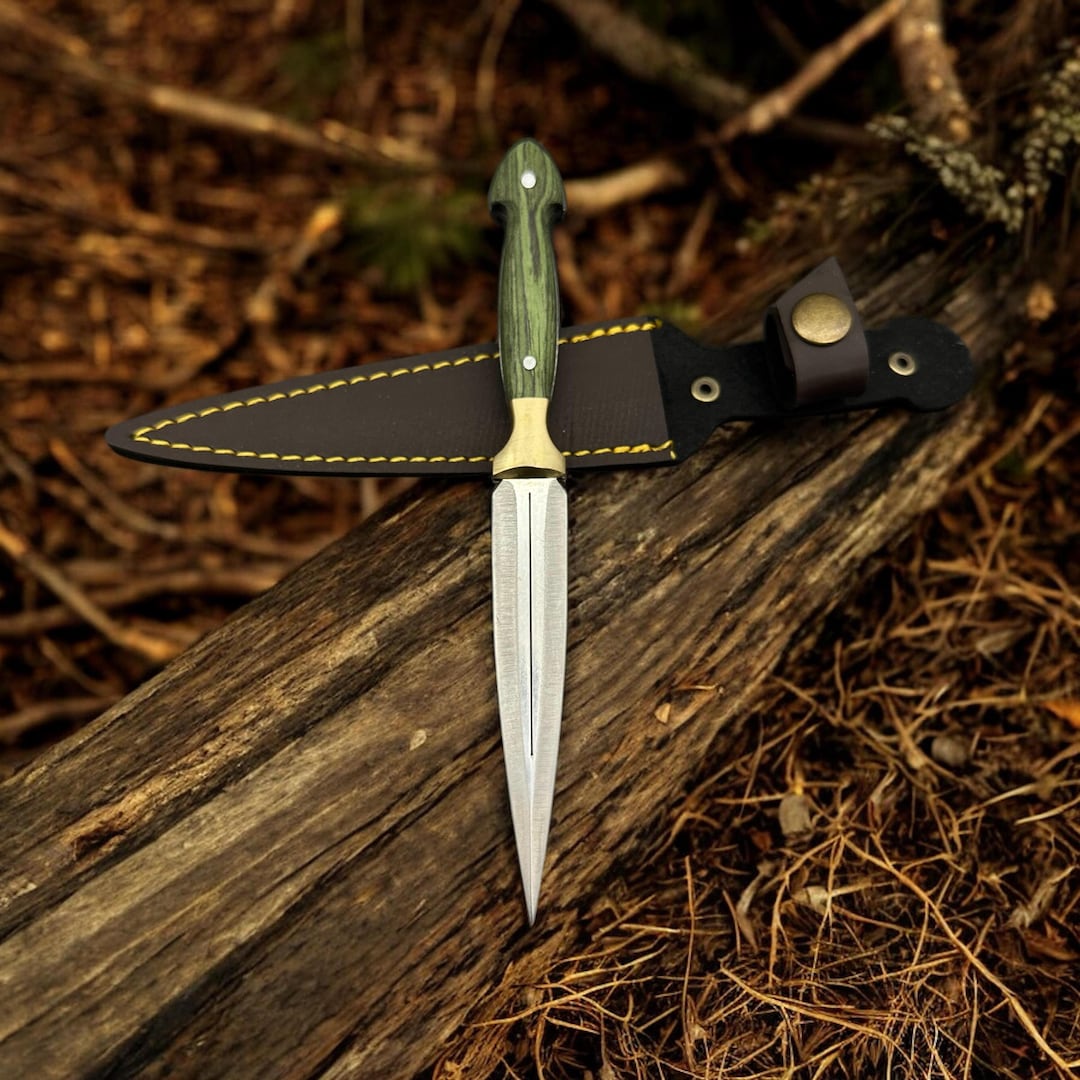 Handforged Dagger: Red, Black, Green Walnut Handle, Collectible Knife ...