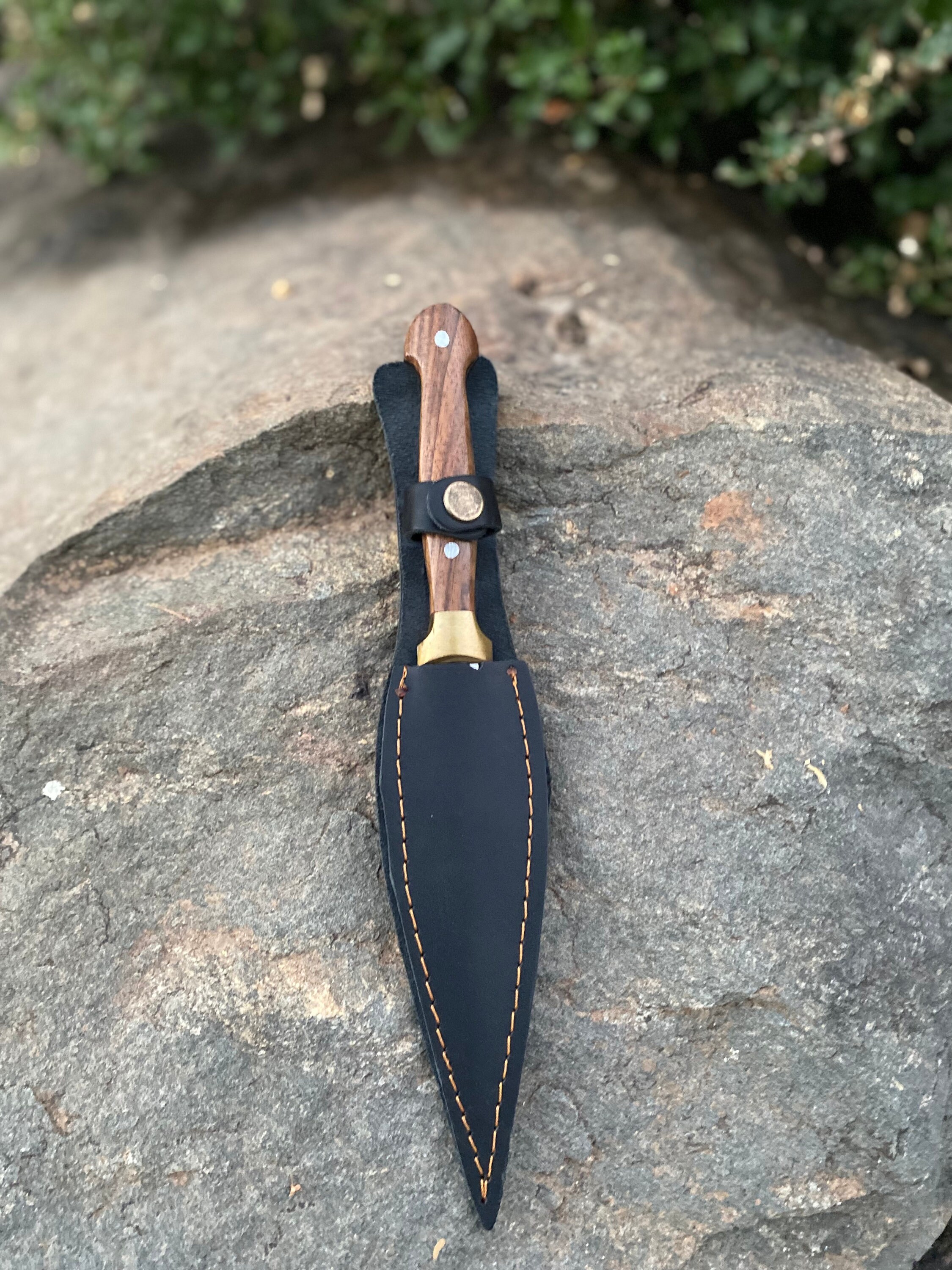 Dagger Knife With Case Mini Hidden Blade Walnut Handle Fairbairn Syke ...