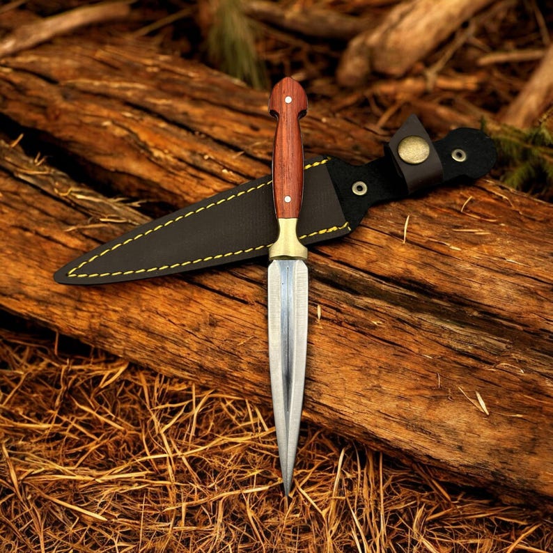 Handforged Dagger: Red, Black, Green Walnut Handle, Collectible Knife ...