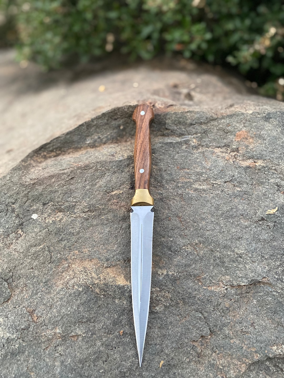 Dagger Knife With Case Mini Hidden Blade Walnut Handle Fairbairn Syke ...