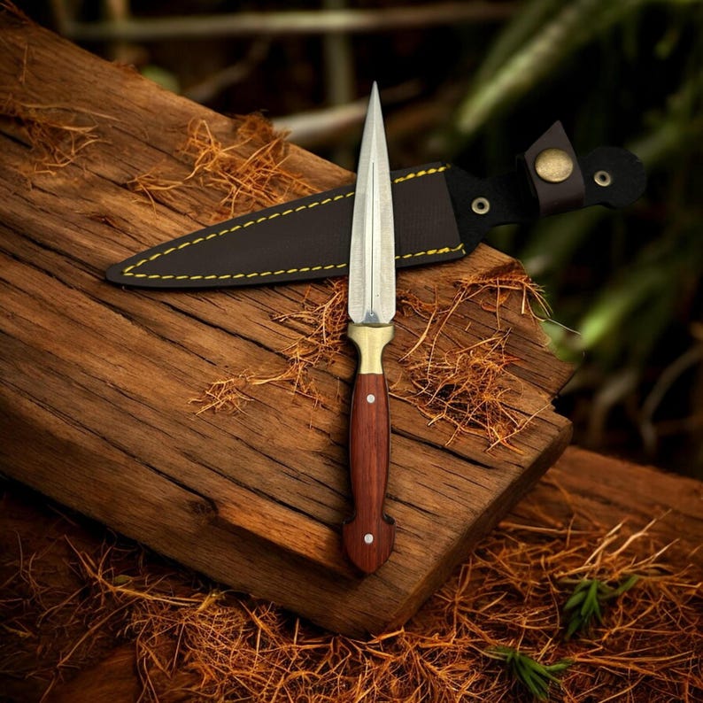Handforged Dagger: Red, Black, Green Walnut Handle, Collectible Knife ...