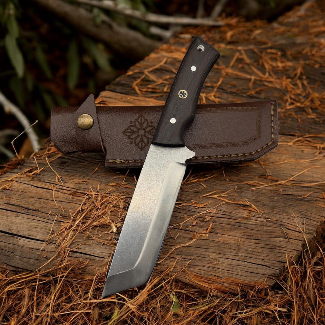 Full Tang Tanto Knife: Custom Engraved 4116 Steel, Walnut Handle ...