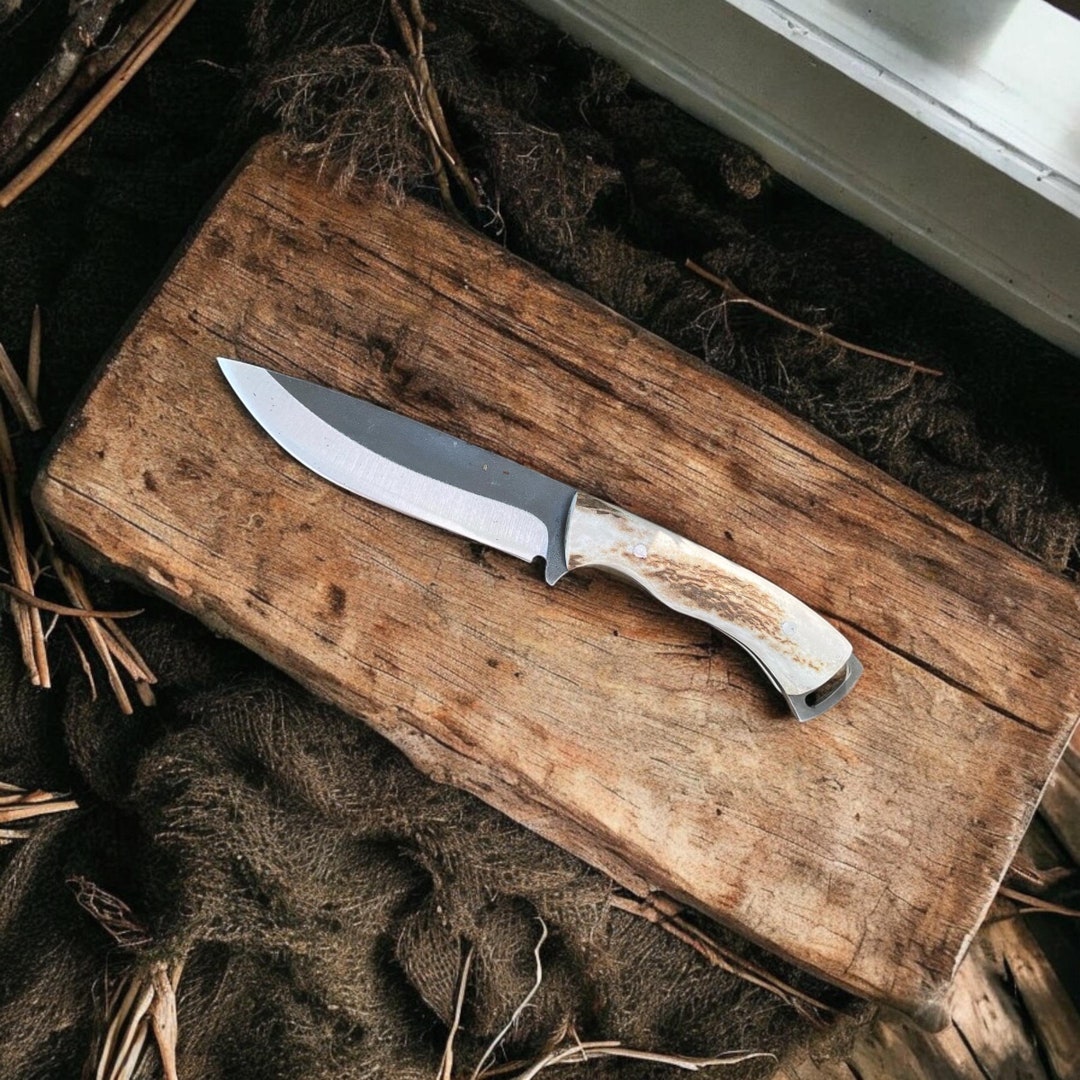 Deer Antler Handle Hunting Knife: German Steel Outdoor Survival Tool - Etsy
