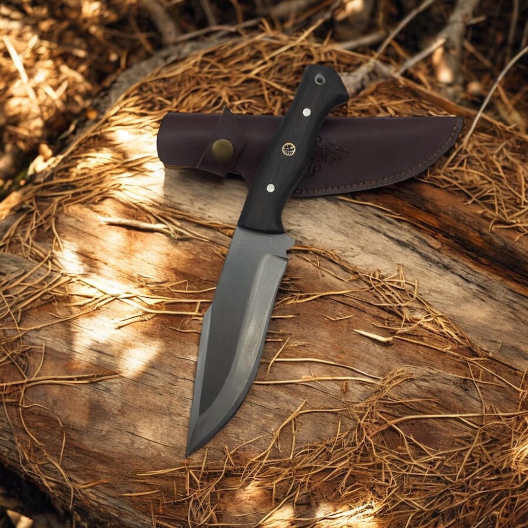 Engraved Bowie Knife: Walnut & Resin Handle, Survival Knife With Sheath ...