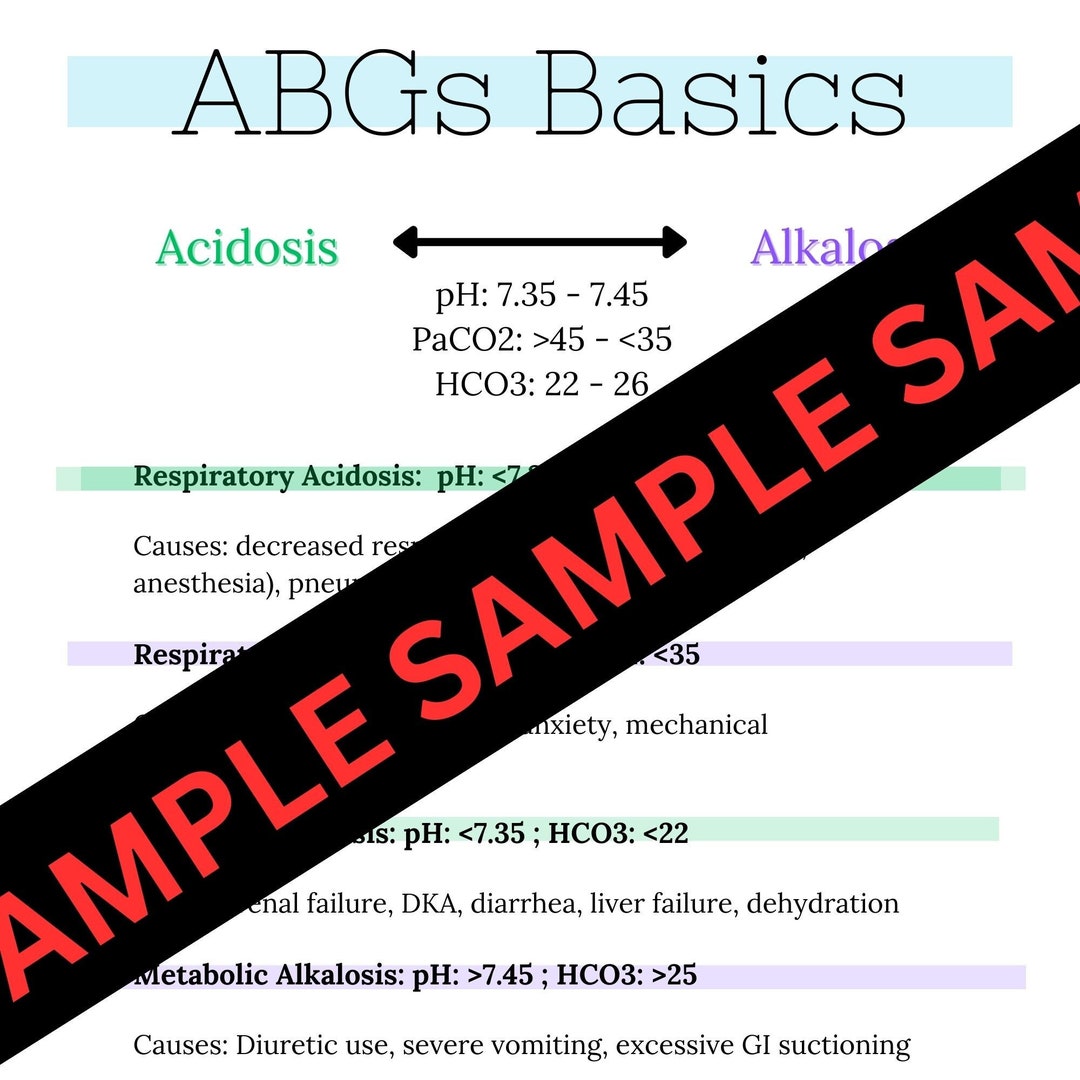 Abgs Cheat Sheet Nursing School Study Guide Respiratory Study - Etsy