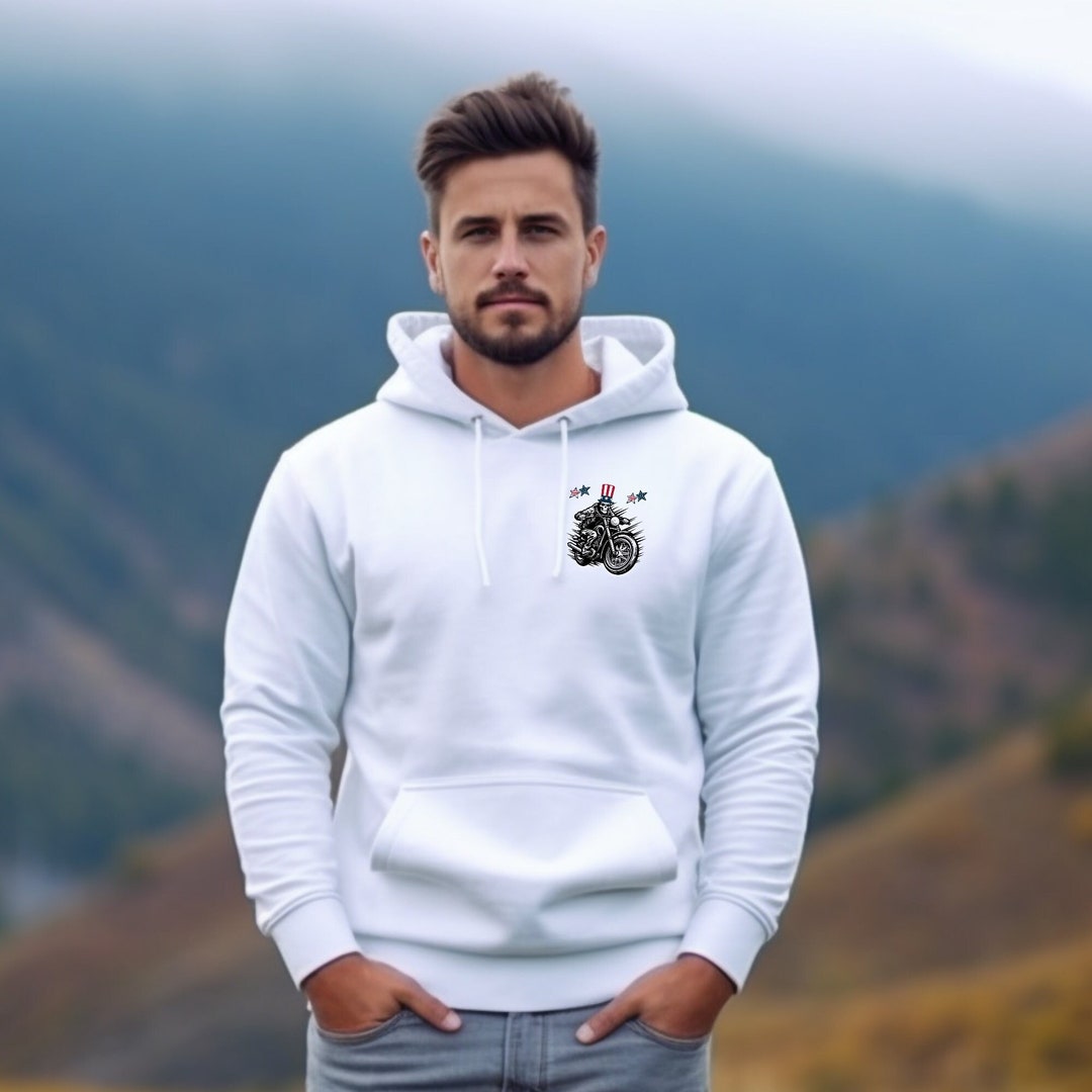 Vintage-style Black Motorcycle Hoodie, Retro Biker Look, Essential ...