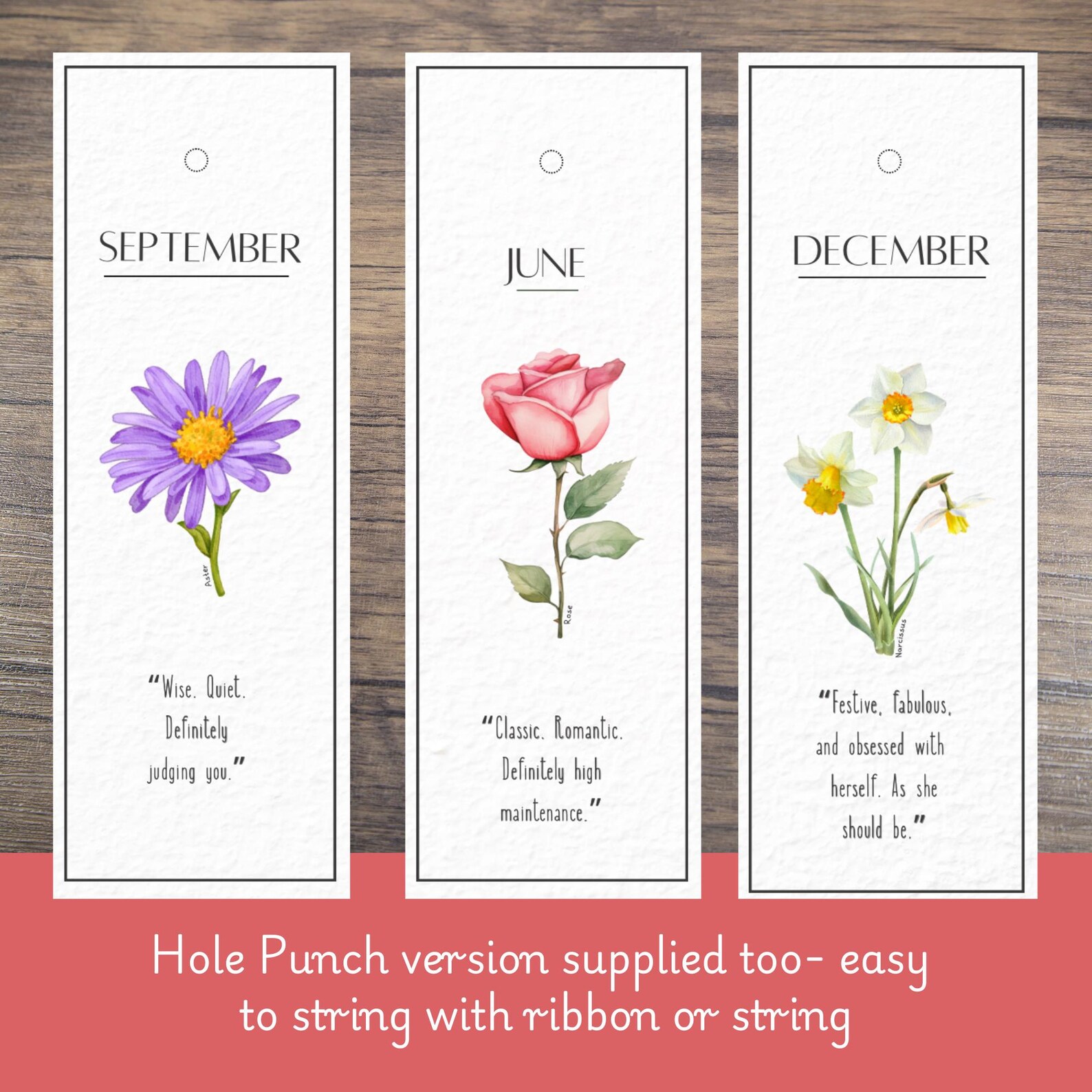 Funny Birth Flower Bookmarks Printable Set-12 Sassy Floral Bookmarks/a4 ...