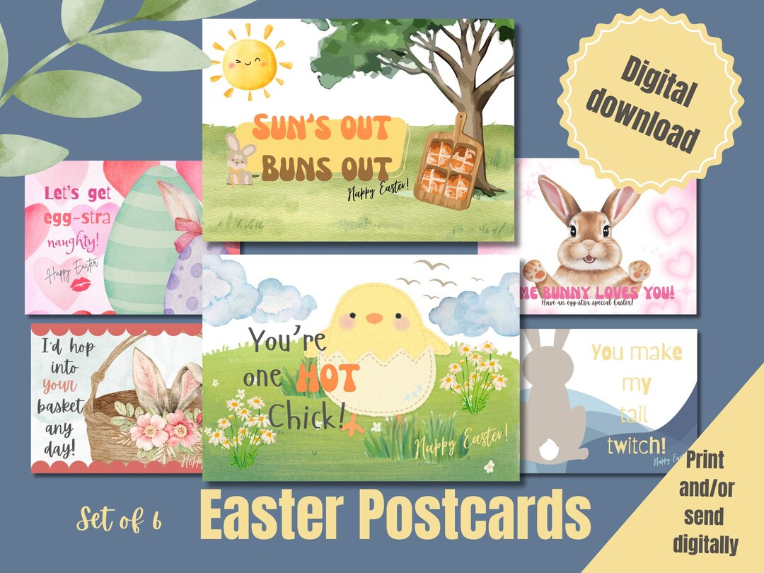 Cheeky Easter Cards Printable/postcards for Romantic Partner/digital ...