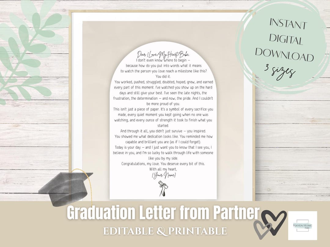 Graduation Letter From Partner – Printable Love Letter for Graduation ...