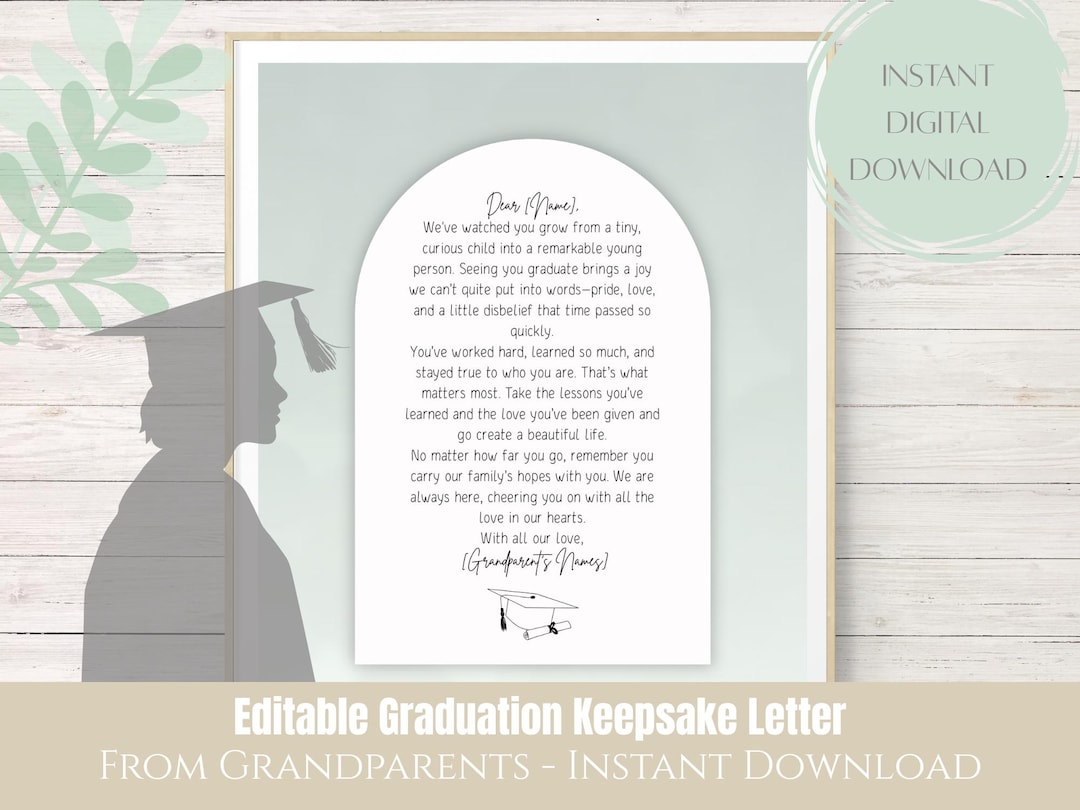 Graduation Letter From Grandparent | Printable Gift for Grandchild ...