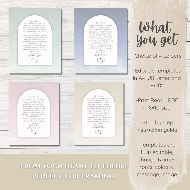 Graduation Letter From Grandparent | Printable Gift for Grandchild ...
