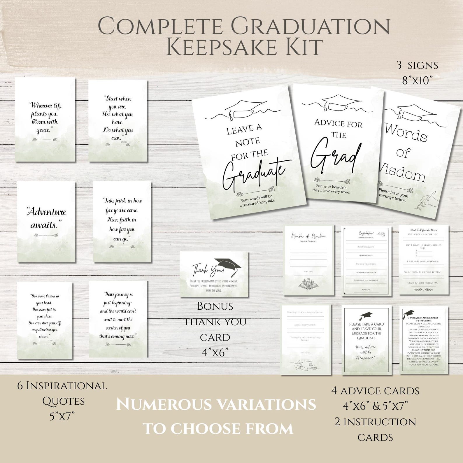Graduation Advice Card and Keepsake Kit/instant Download/advice Cards ...