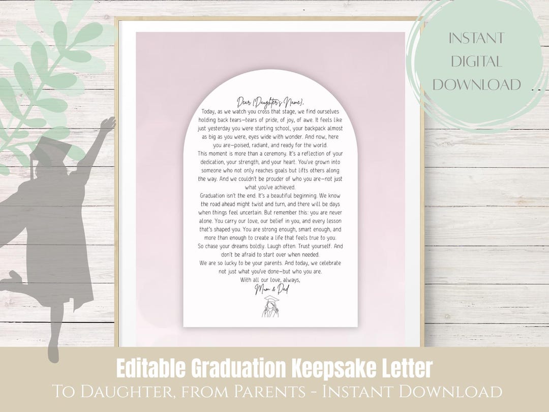 Graduation Letter to Daughter From Parents | Heartfelt Printable Gift ...