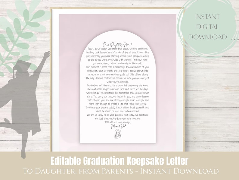 Graduation Letter to Daughter From Parents | Heartfelt Printable Gift ...