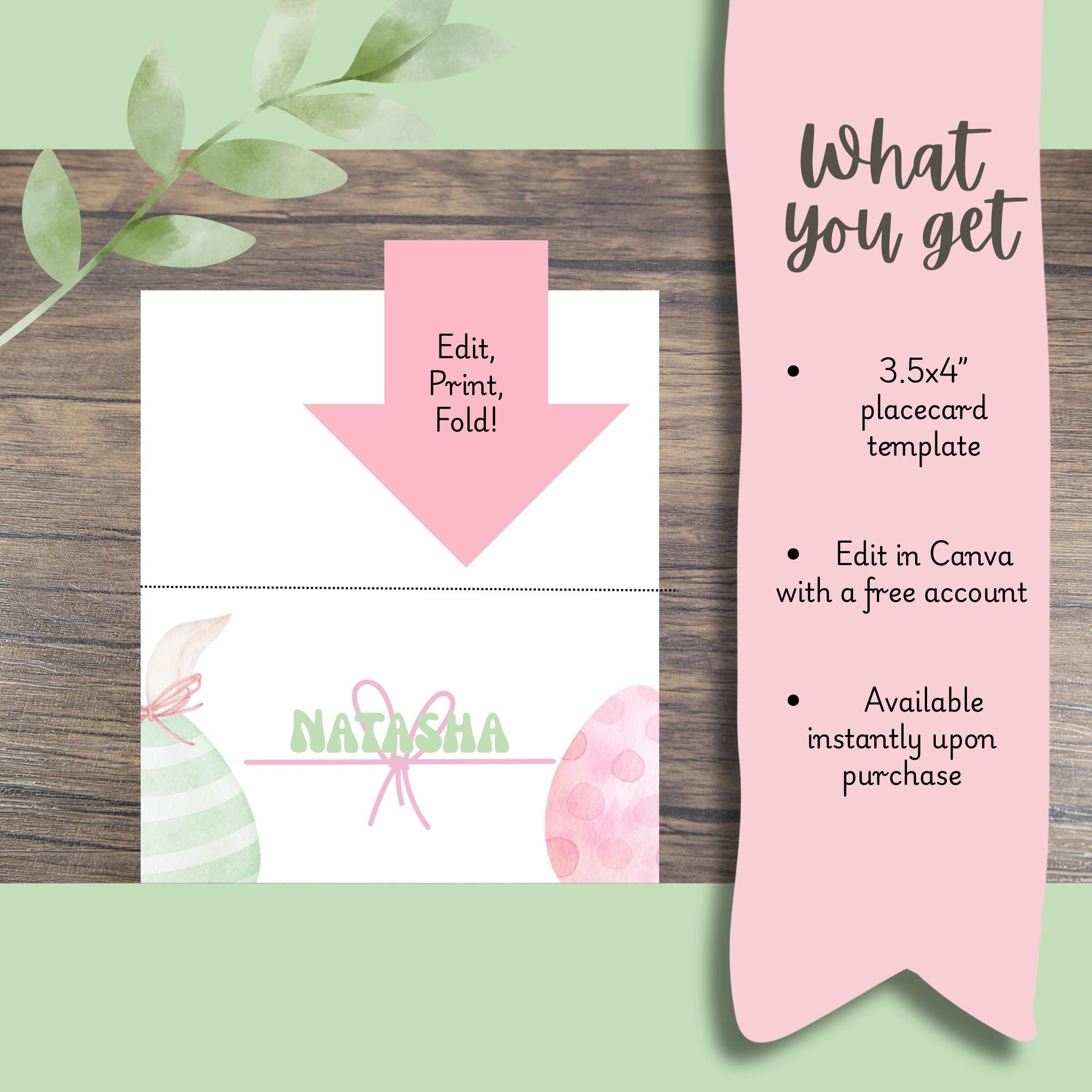 Editable Name Card Template/bubble Font/mother's Day Place Card/food ...