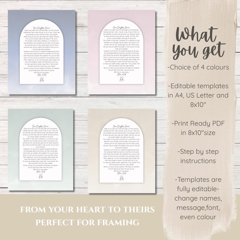 Graduation Letter to Daughter From Parents | Heartfelt Printable Gift ...
