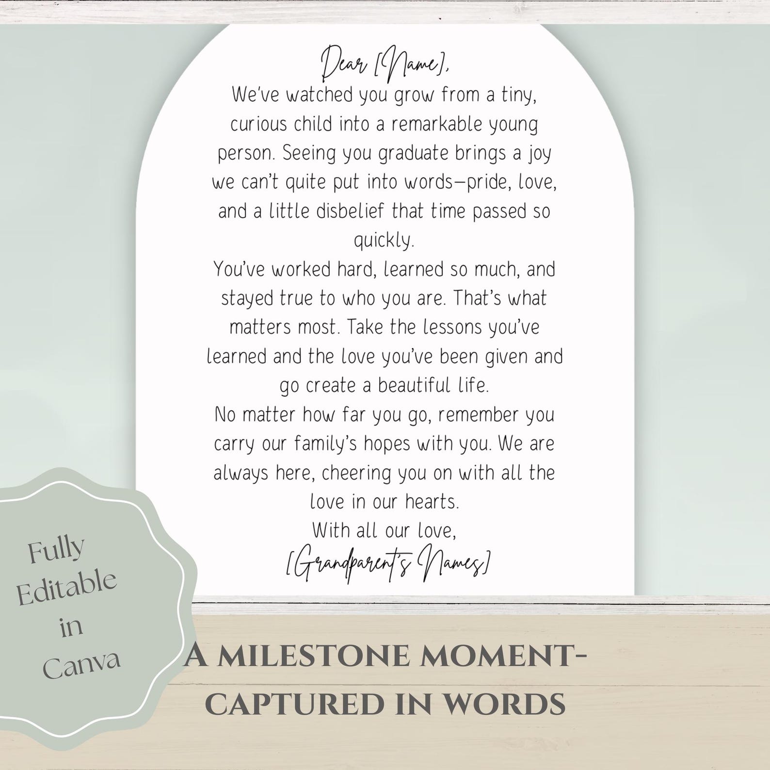 Graduation Letter From Grandparent | Printable Gift for Grandchild ...