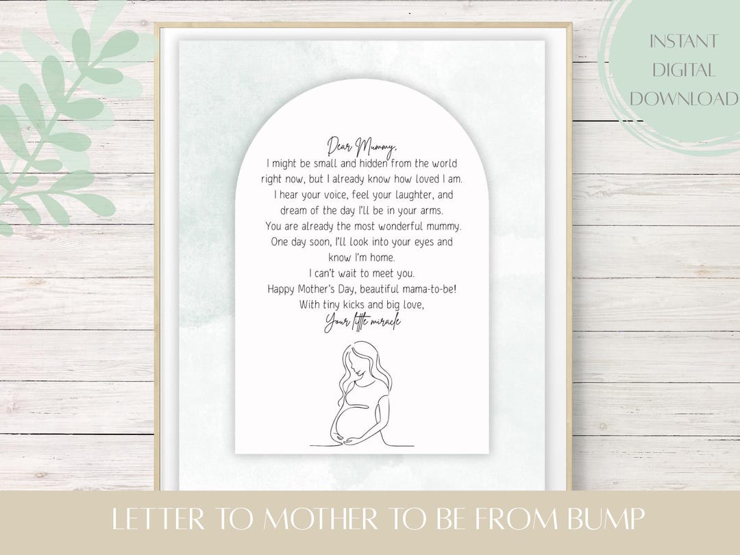 Mother's Day Letter From Bump/printable Letter for Mum/mom to Be ...