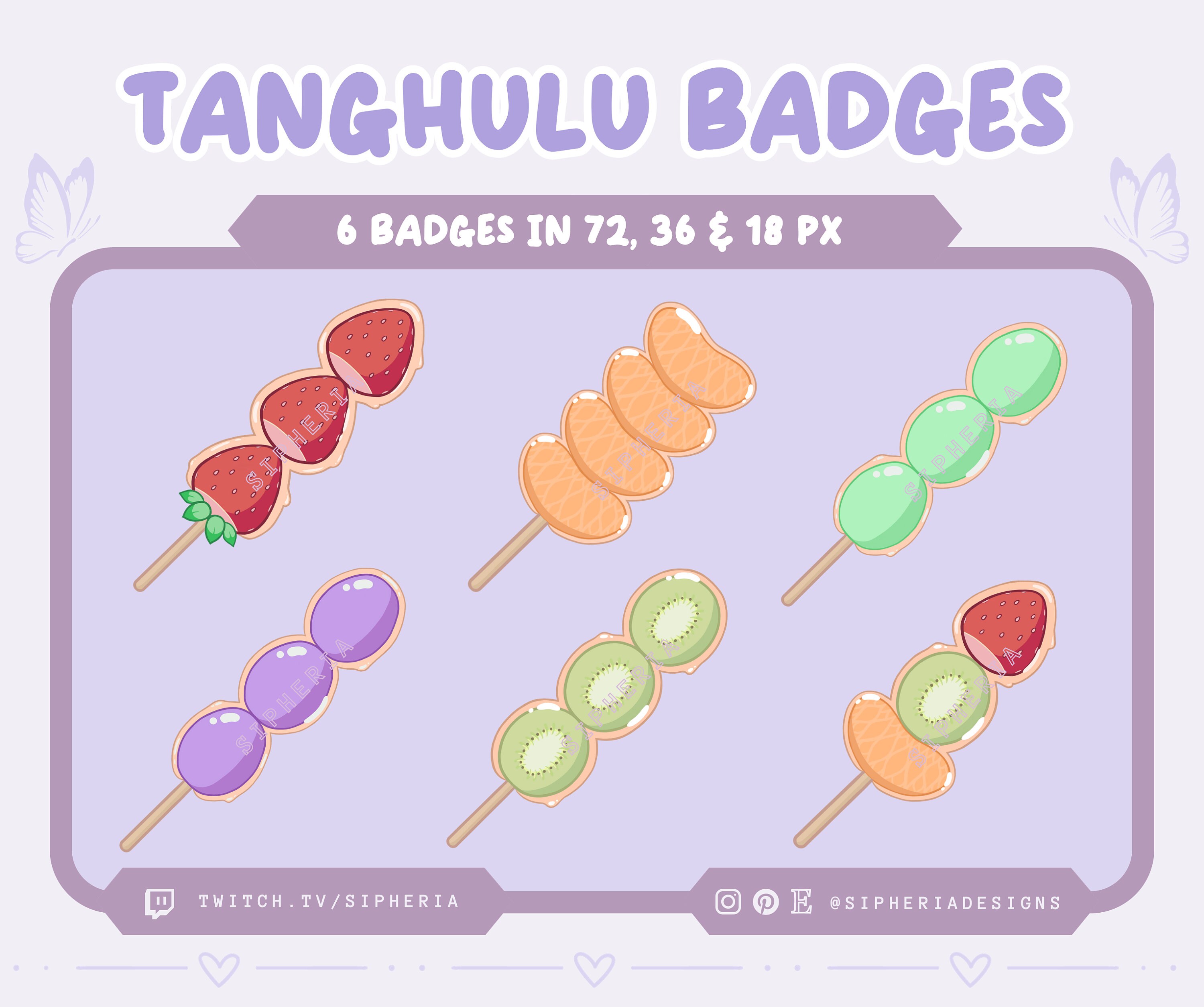 Tanghulu Sugar-coated Candied Fruit Subscriber Badges for Twitch ...