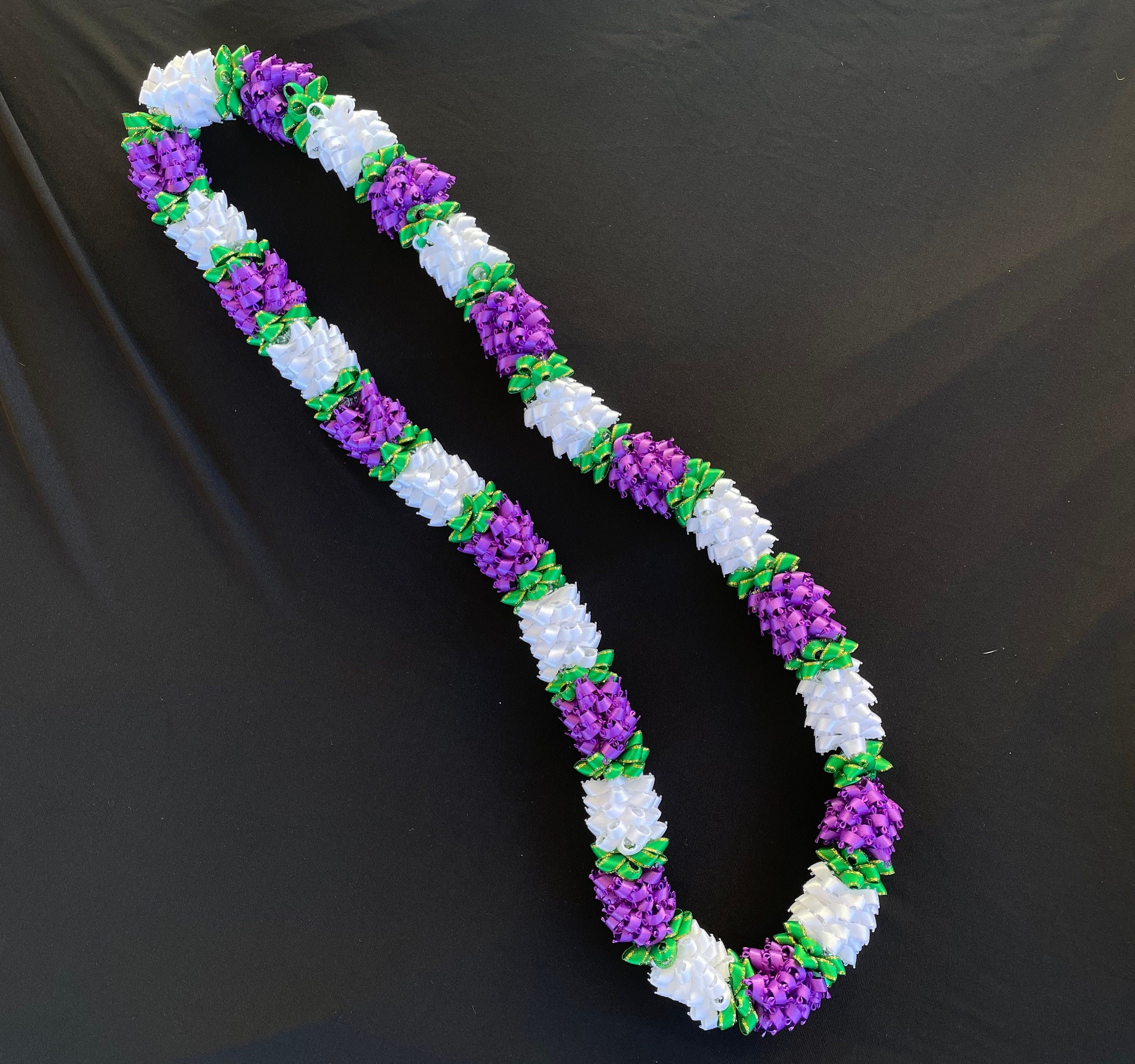 Purple/green/white or Gold/maroon/white Ribbon Lei - Etsy