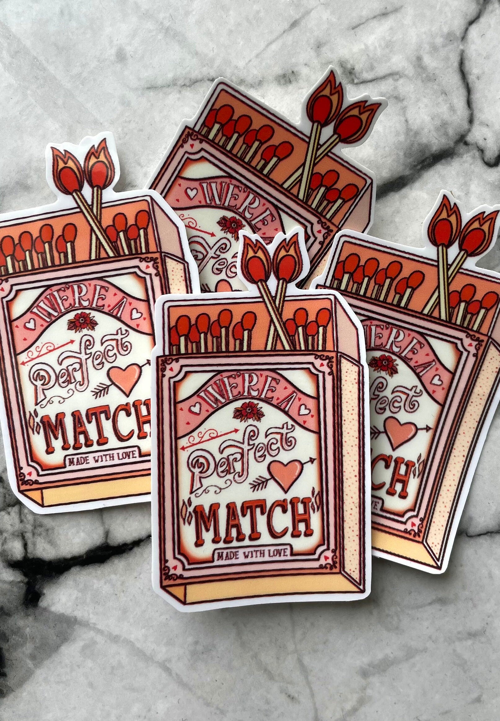 We're a Perfect Match Sticker, Matchbox, Vinyl Sticker, Laptop Sticker ...