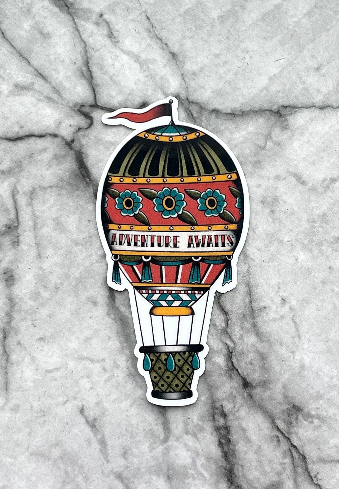 Adventure Awaits Hot Air Balloon Sticker Vinyl Sticker Travel Tattoo ...