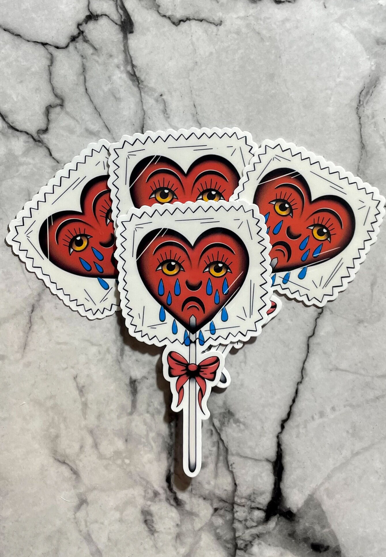 Crying Heart Sticker, Lollipop, Tattoo Style Sticker, Vinyl Sticker ...