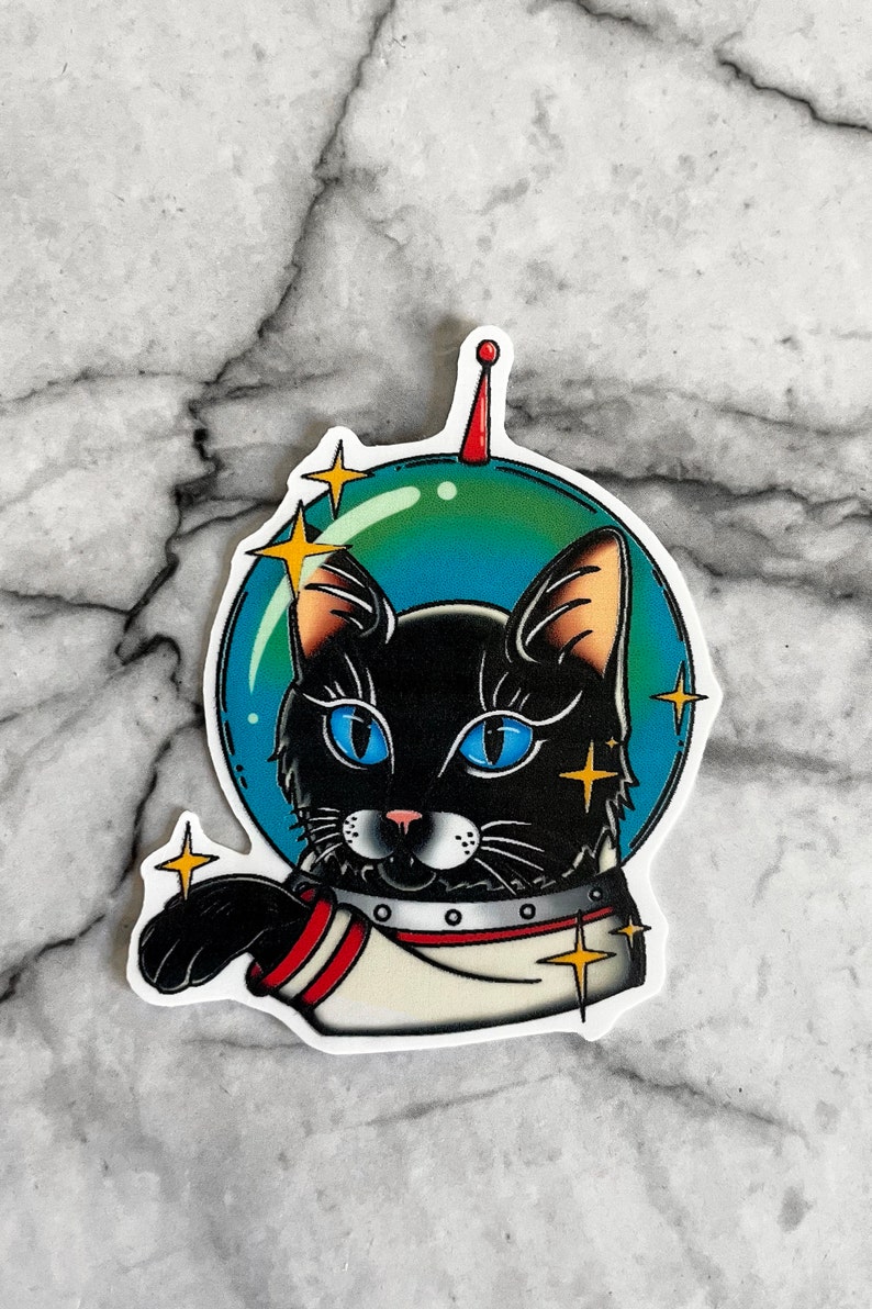Space Cat Sticker, Astronaut Cat, Vinyl Sticker, Laptop Sticker, Tattoo ...