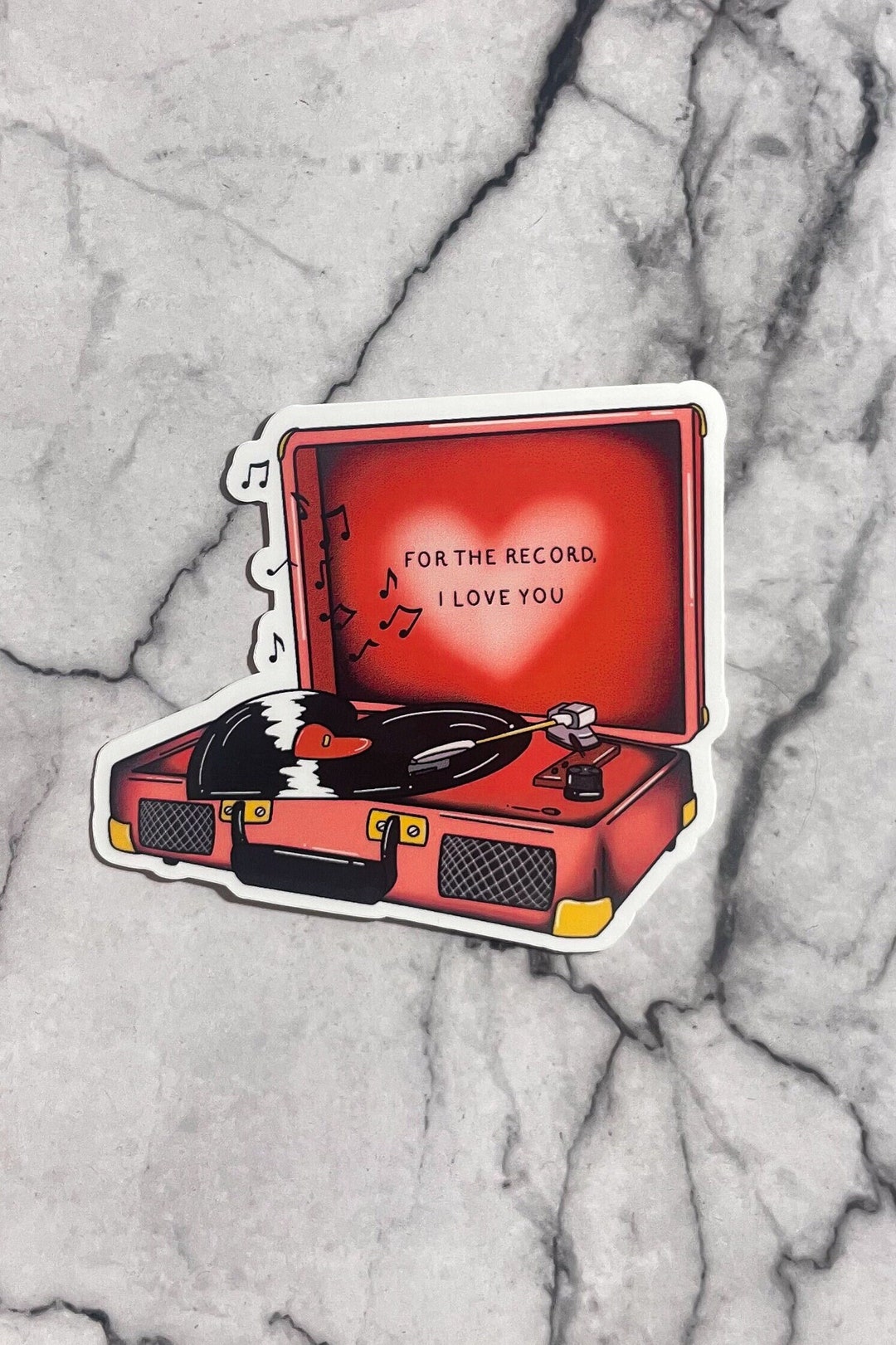 For the Record Sticker, Love, Record Player Sticker, Anniversary, Vinyl ...