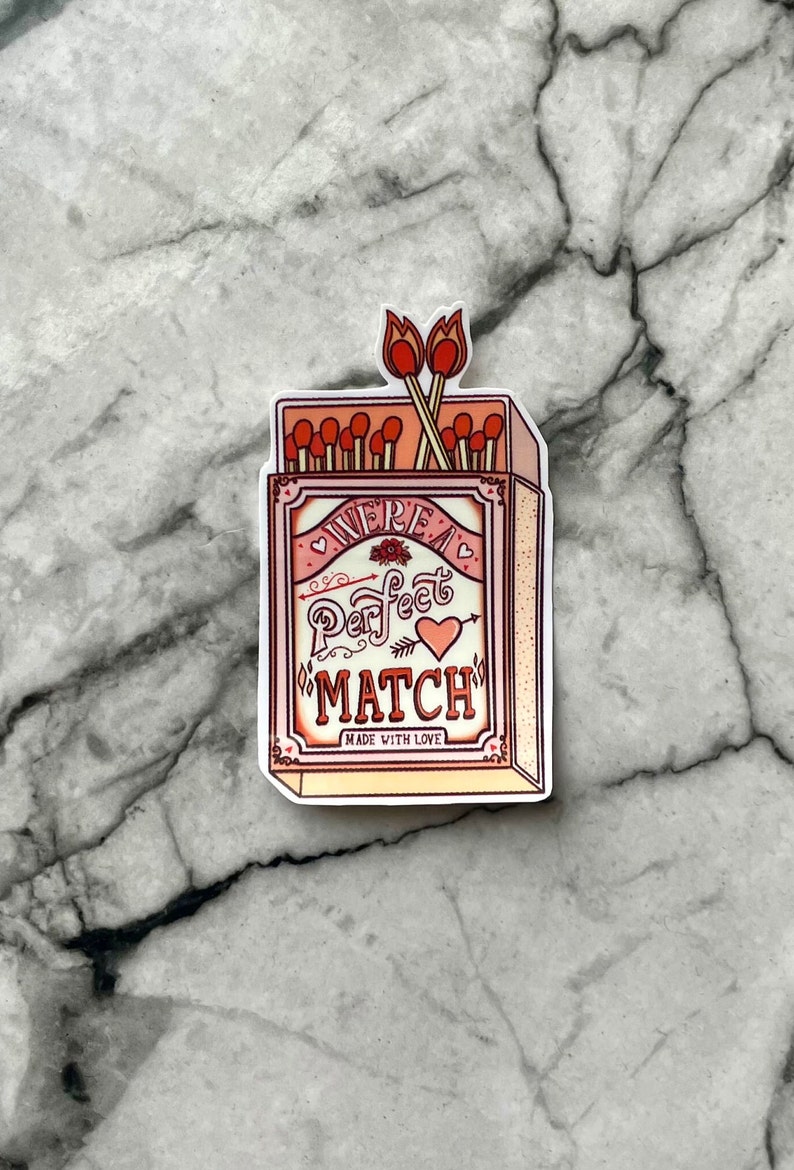 We're a Perfect Match Sticker, Matchbox, Vinyl Sticker, Laptop Sticker ...