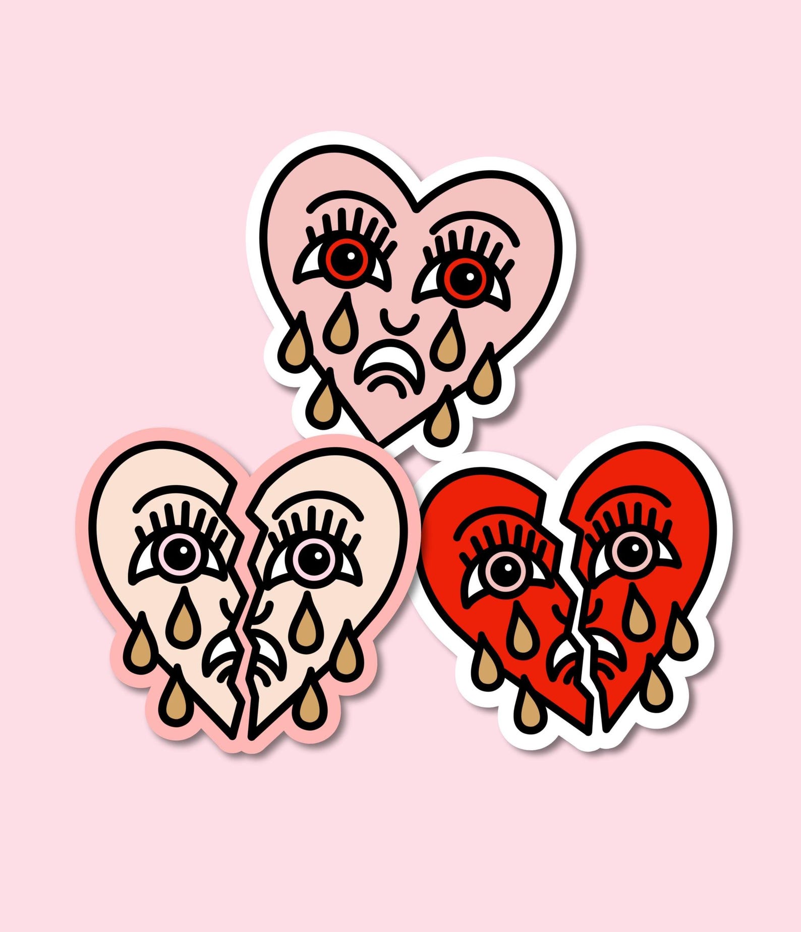 Crying Heart Sticker Pack - Set of 3 Stickers, Laptop Sticker, Water ...