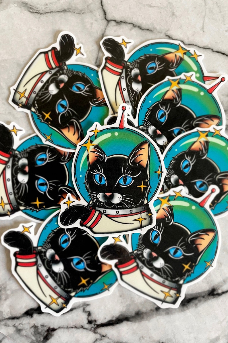 Space Cat Sticker, Astronaut Cat, Vinyl Sticker, Laptop Sticker, Tattoo ...