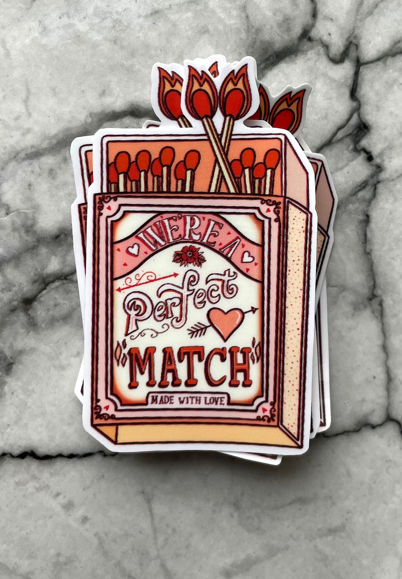 We're a Perfect Match Sticker, Matchbox, Vinyl Sticker, Laptop Sticker ...