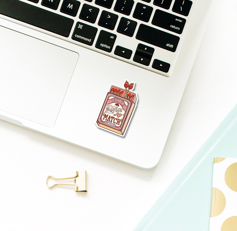 We're a Perfect Match Sticker, Matchbox, Vinyl Sticker, Laptop Sticker ...