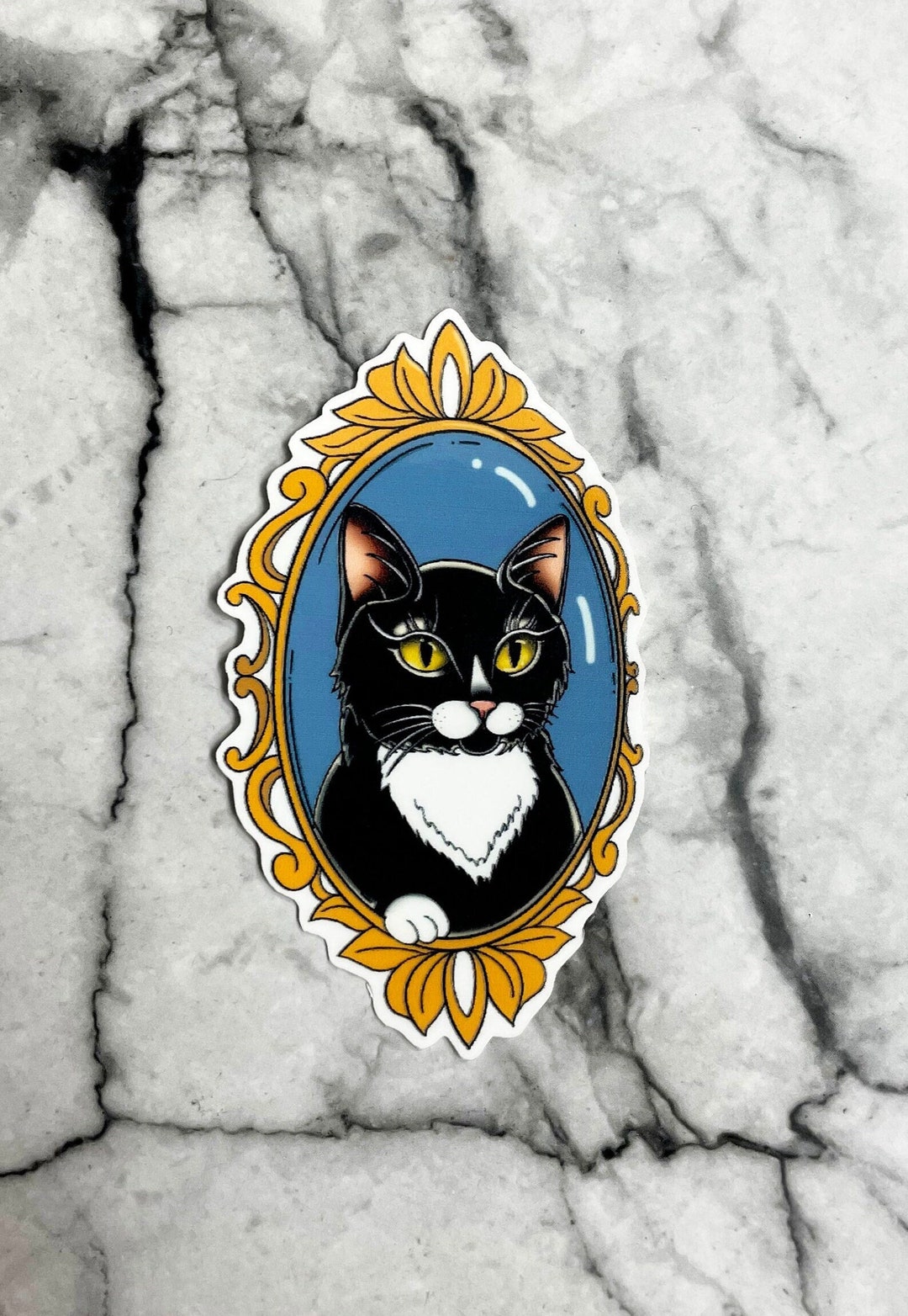 Antique Tuxedo Cat Sticker, Vinyl Sticker, Cat, Laptop Sticker - Etsy